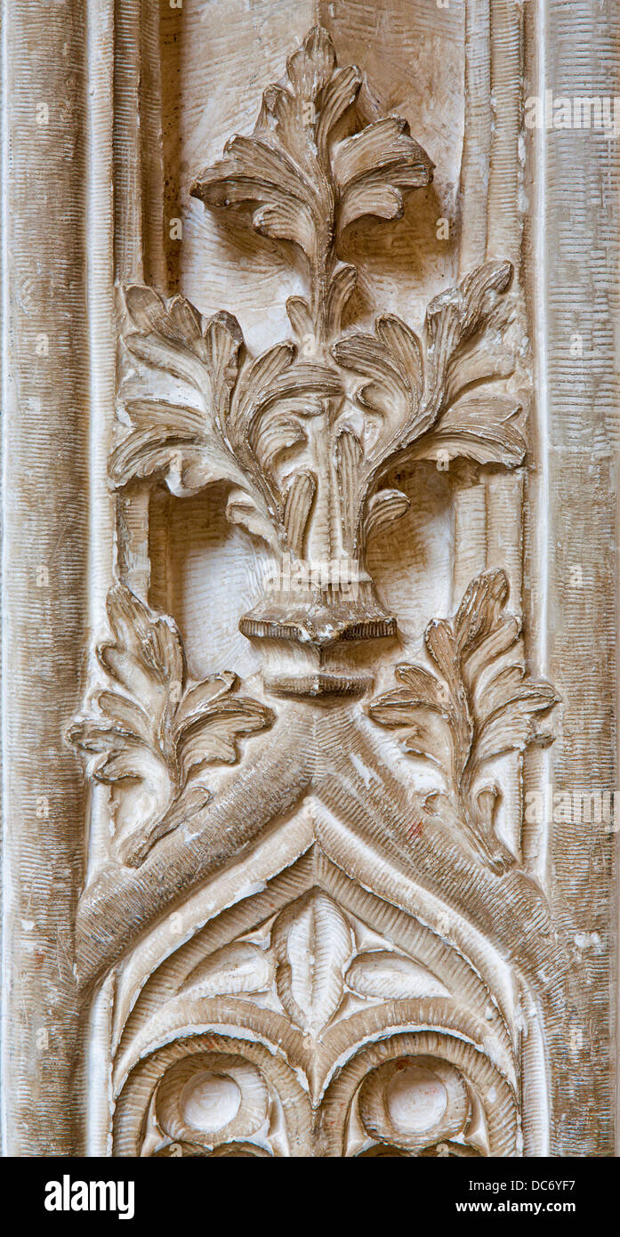 TOLEDO - MARCH 8: Gothic lily from gothic atrium of Monasterio San Juan ...