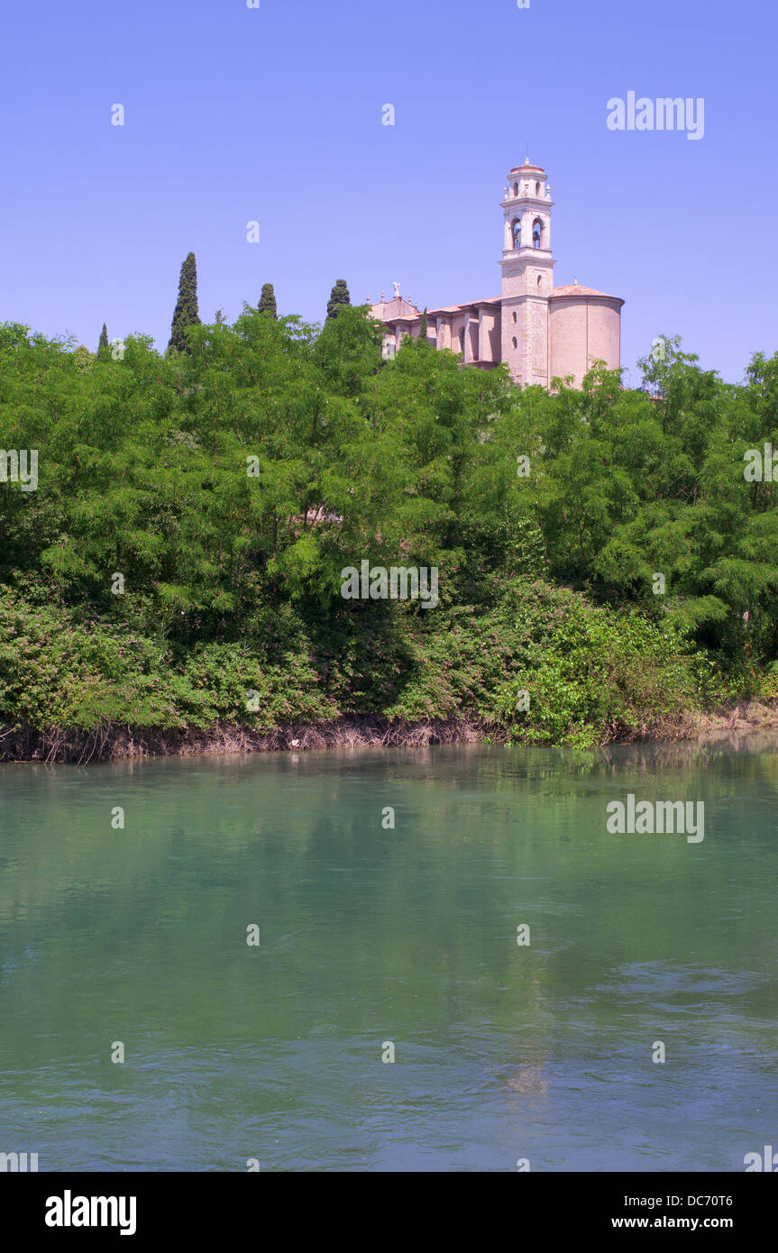 Church of St Michael high above the river Mincio at Monzambano ...