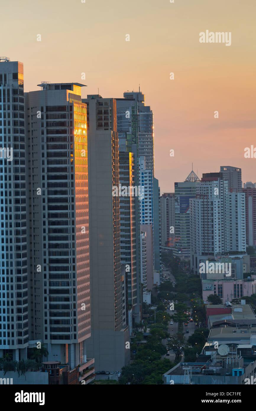 View over Makati City in Metro Manila at Sunset, Philippines Stock ...