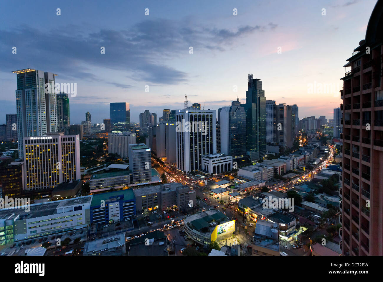 View over Makati City in Metro Manila at Sunset, Philippines Stock ...