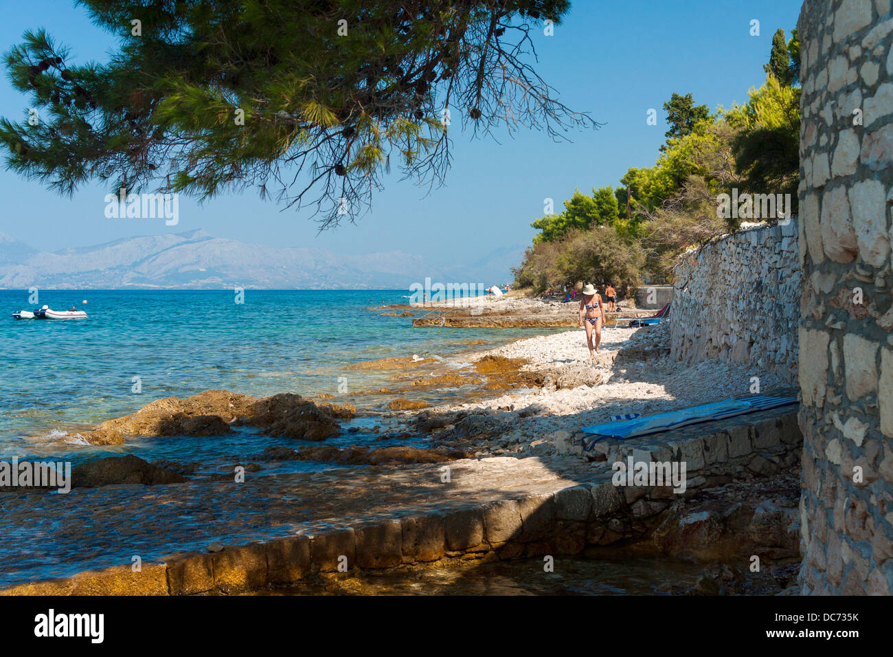 Tourists on beach in Sutivan, Croatia Stock Photo - Alamy