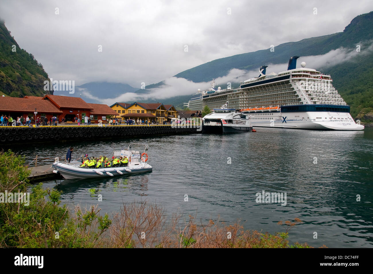 The Celebrity Eclipse cruise ship and a RIB excursion boat sit at the ...