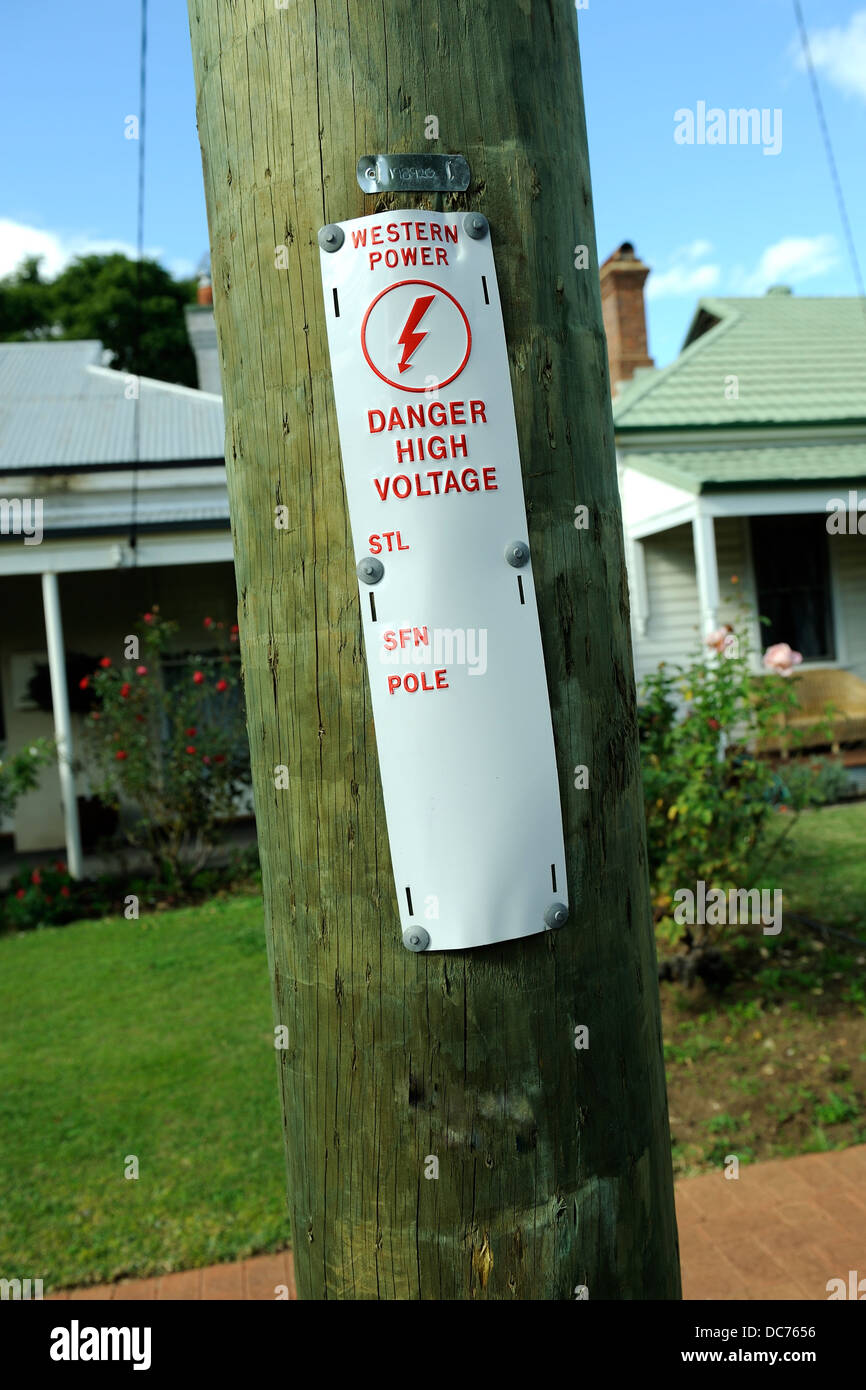 Sign telegraph pole high voltage hi-res stock photography and images ...