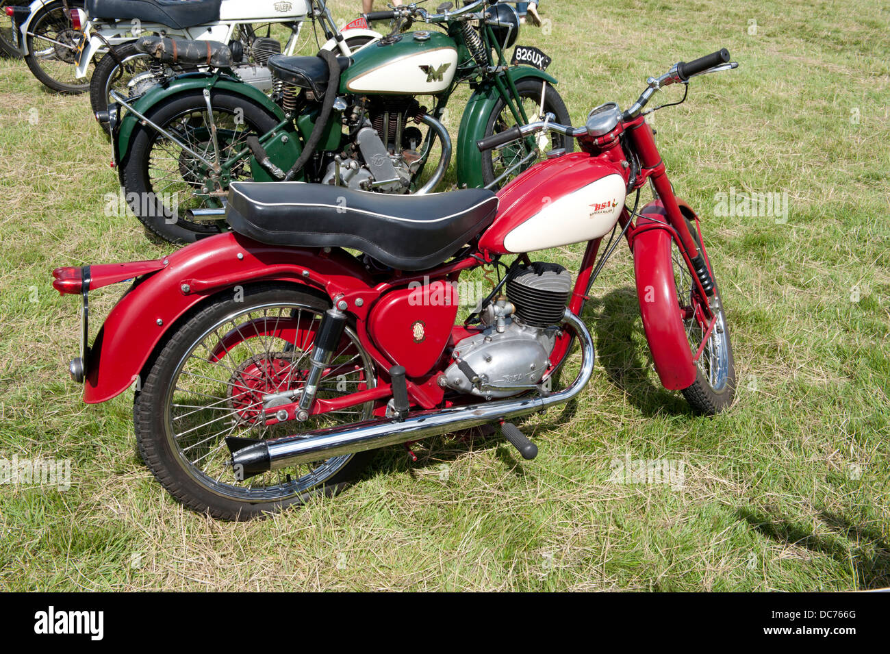 A 1956 BSA Bantam Major motorcycle displayed at a transport fair in ...