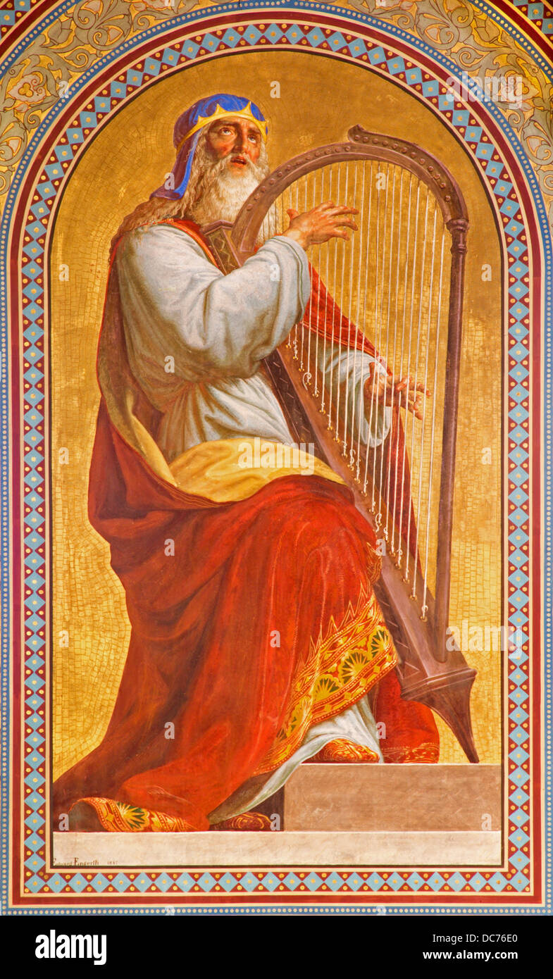 VIENNA - JULY 27: Fresco of David by Eduard Engerth from year 1857 in ...