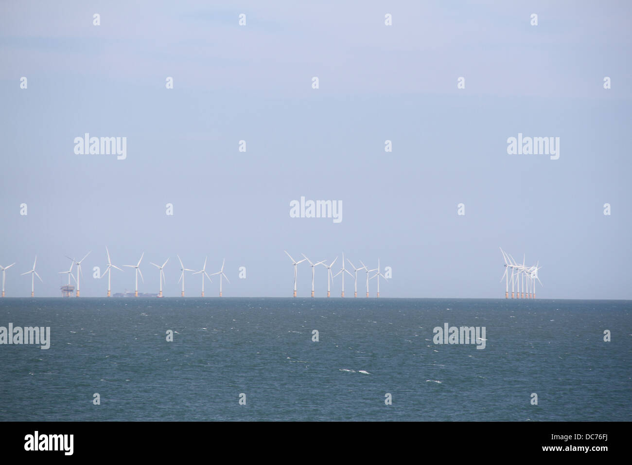 A wind farm off the coast of Broadstairs, Kent generates renewable ...