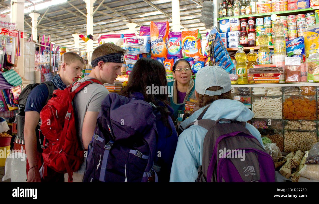 Food shopping in a market in Cusco, Peru Stock Photo - Alamy