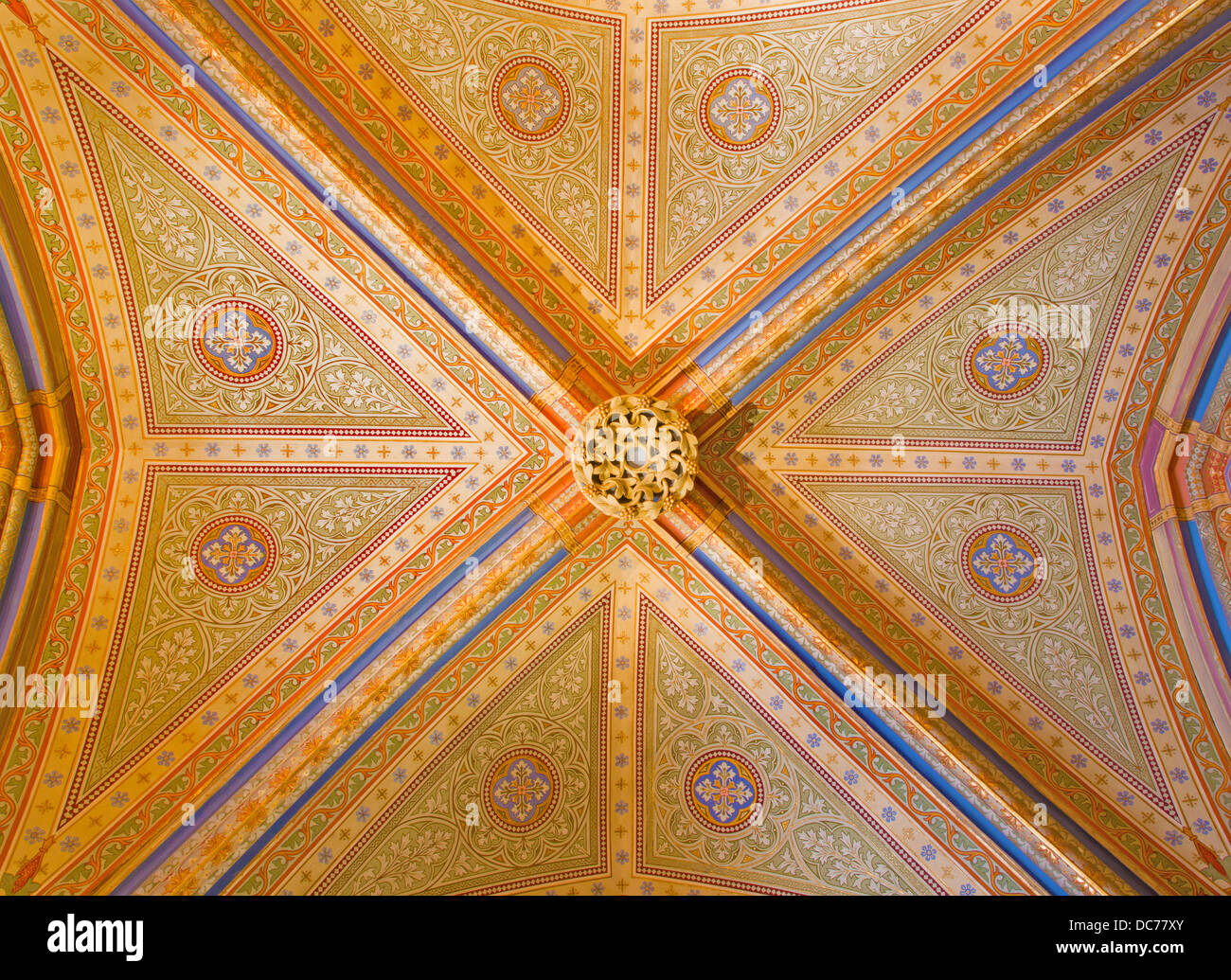 VIENNA - JULY 27: Gothic ceiling with the frescoes from vestibule of ...