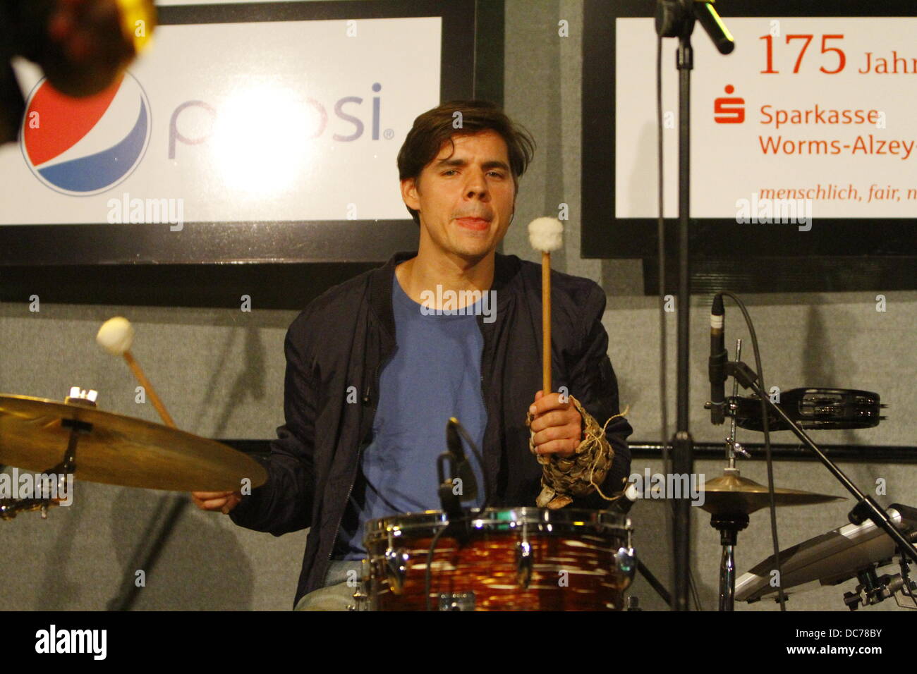 Worms, Germany. 10th August 2013. Drummer Max is pictured on stage ...