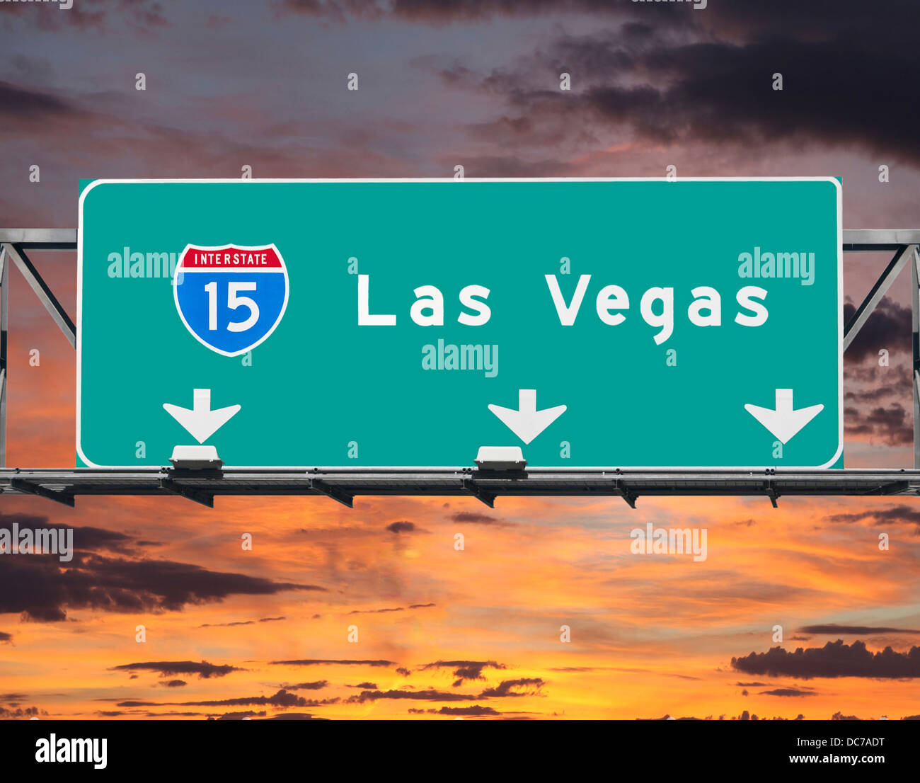 Interstate 15 freeway to Las Vegas, Nevada with sunset dky Stock Photo ...