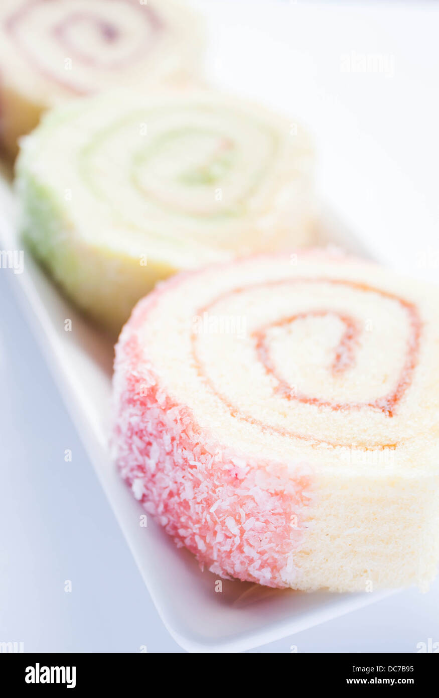 Colorful jam roll cakes up close, stock photo Stock Photo - Alamy