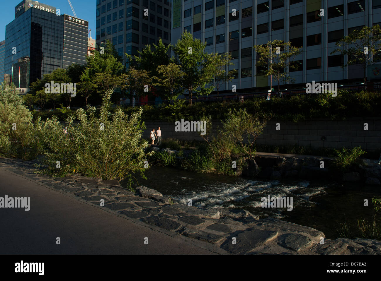 Cheonggye Stream or Cheonggyecheon runs through central Seoul, South ...