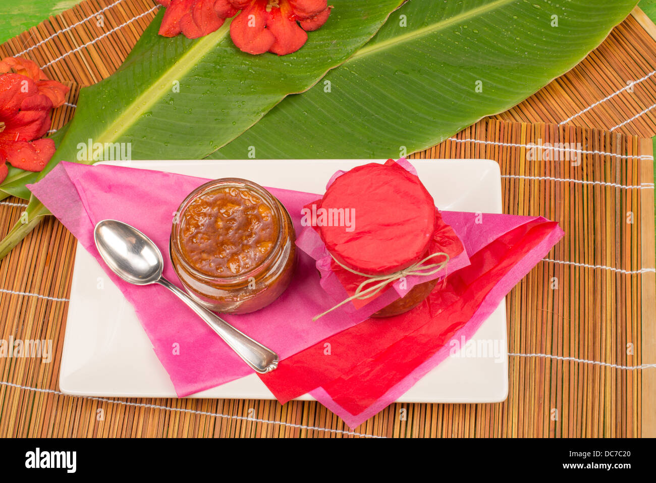 Freshly made plantain jelly, a tropical snack Stock Photo - Alamy