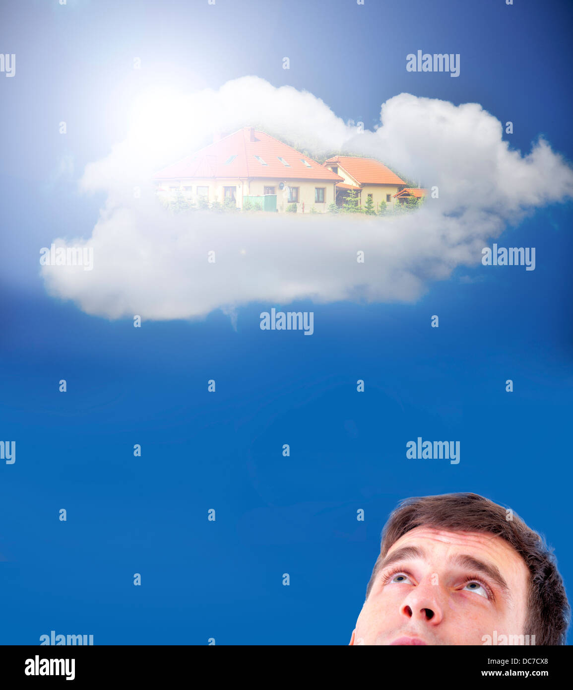 Young man thinking about new house Stock Photo - Alamy