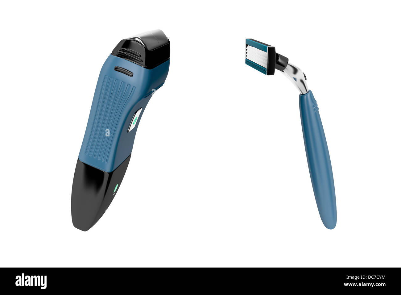 Electric shaver vs safety razor Stock Photo - Alamy