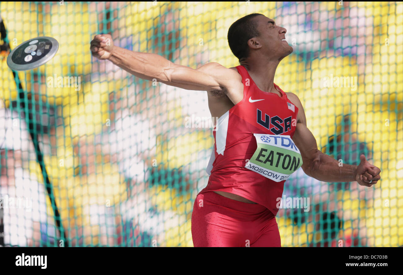 Moscow, Russia. 11th Aug, 2013. Ashton Eaton of the US competes in the ...