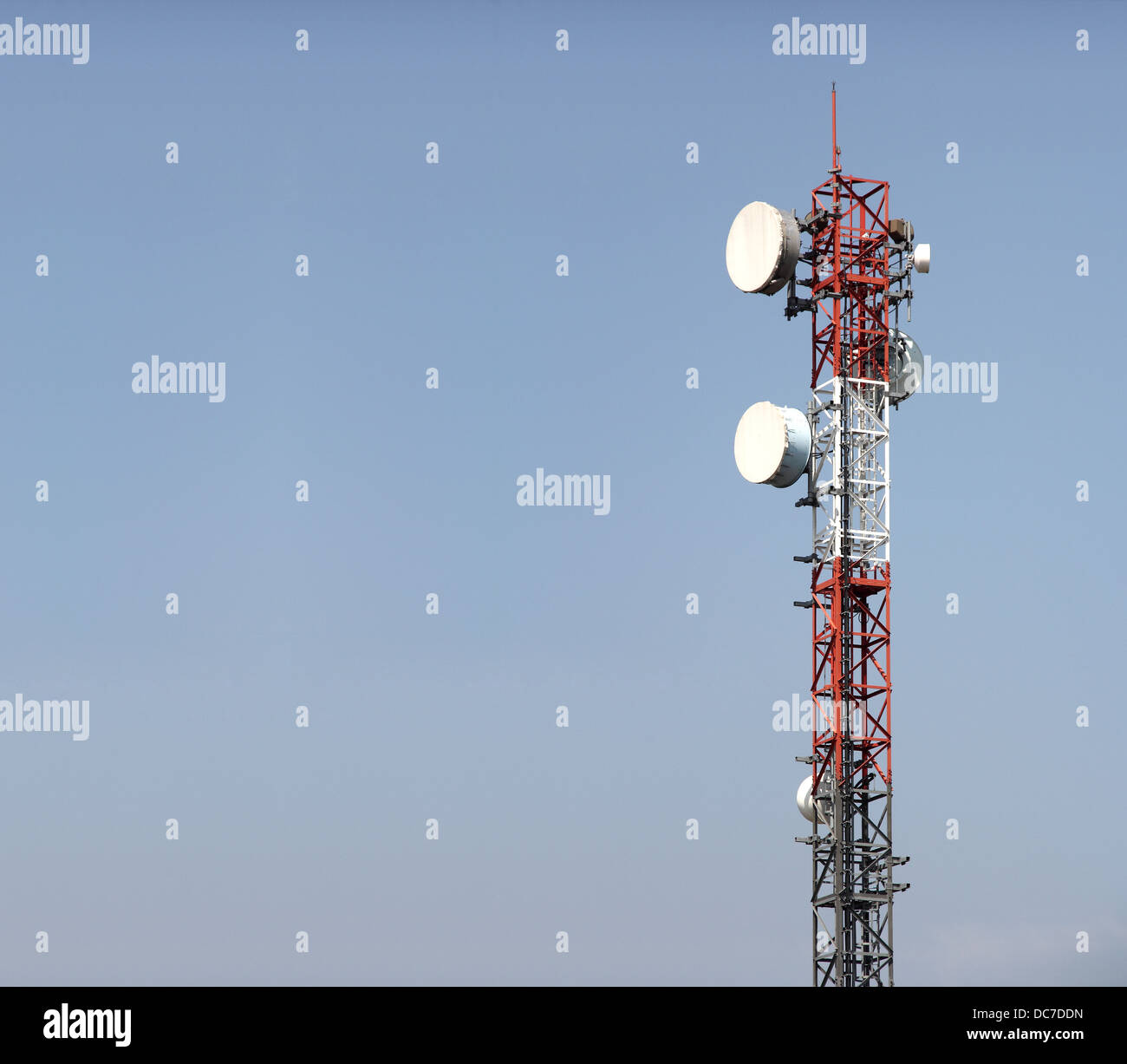 A variety of antennas for mobile devices on steel construction Stock ...