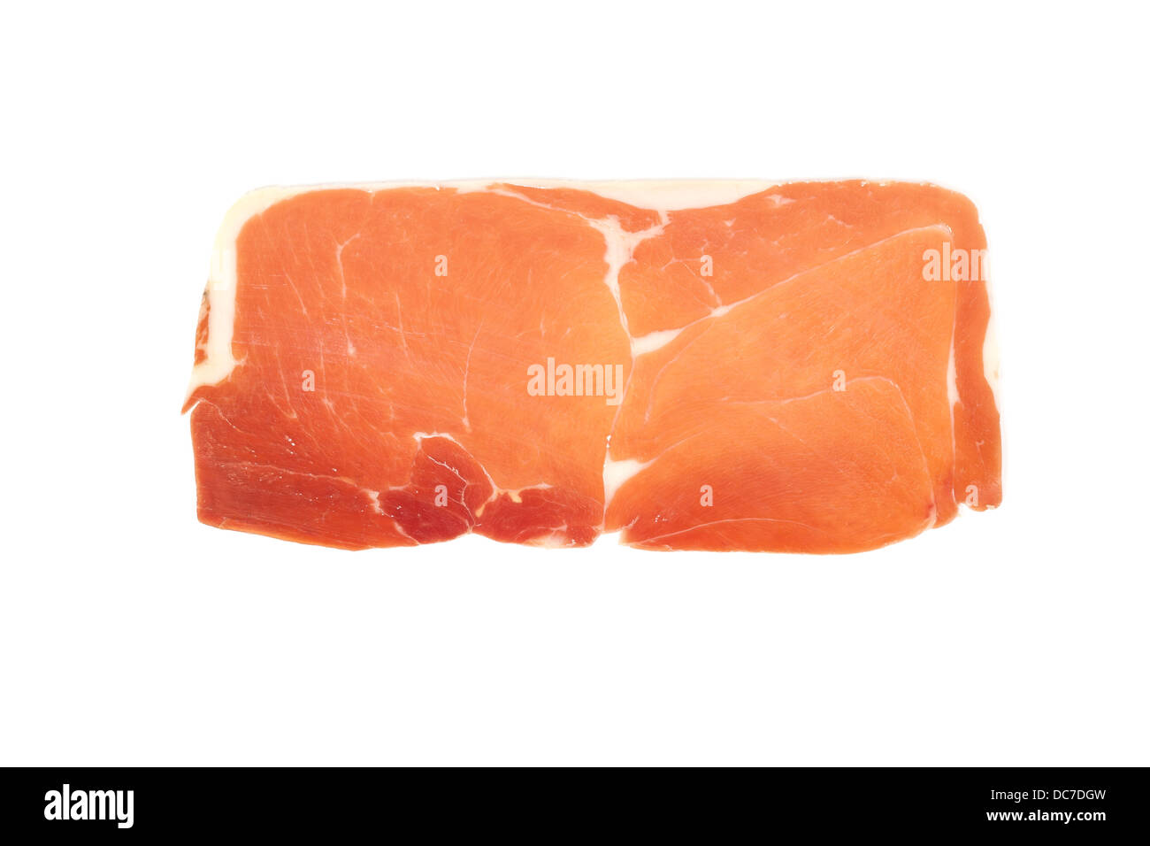 closeup on a piece of spanish serrano ham, isolated on white Stock ...