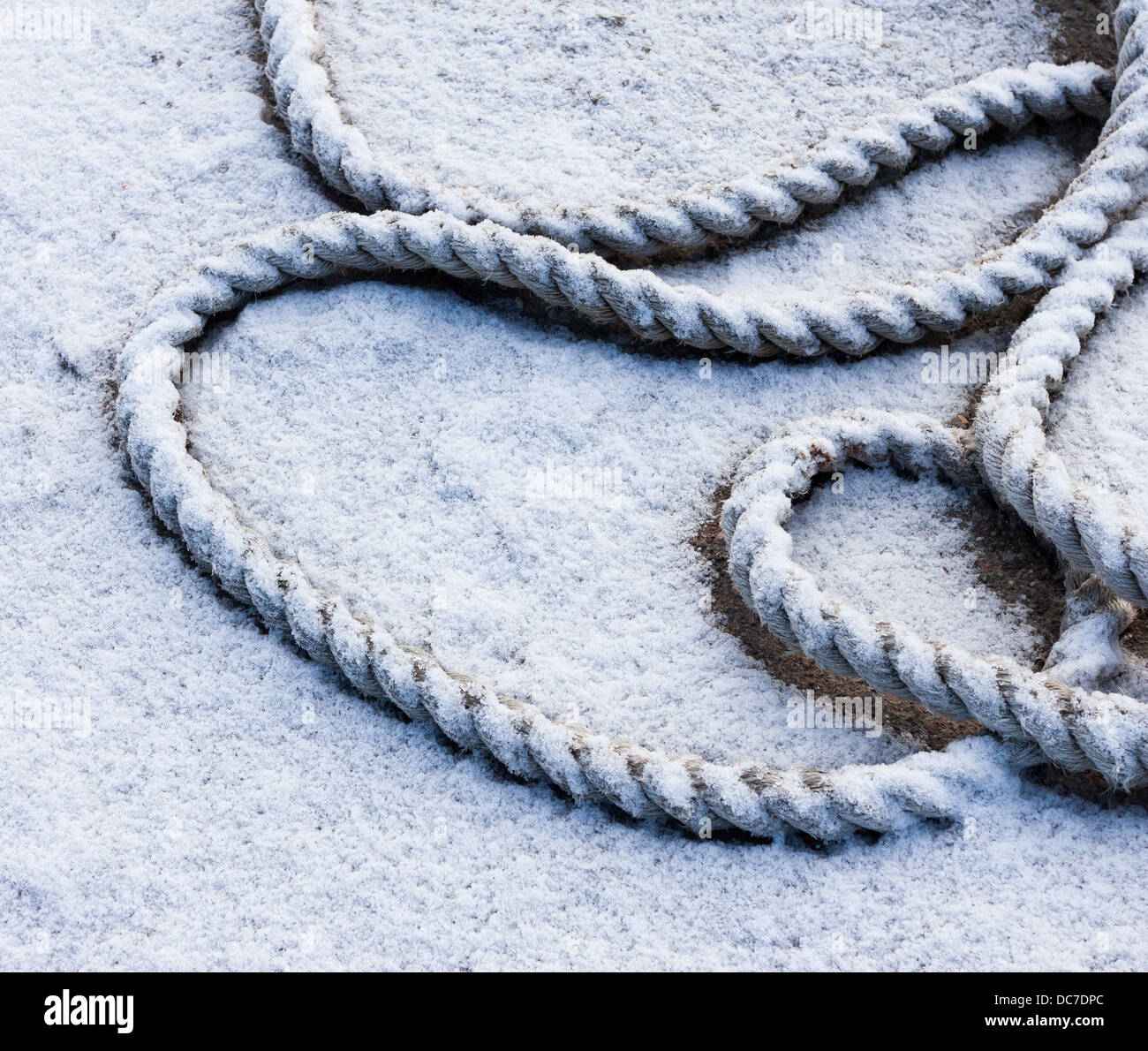 frozen ship cable under snow Stock Photo - Alamy