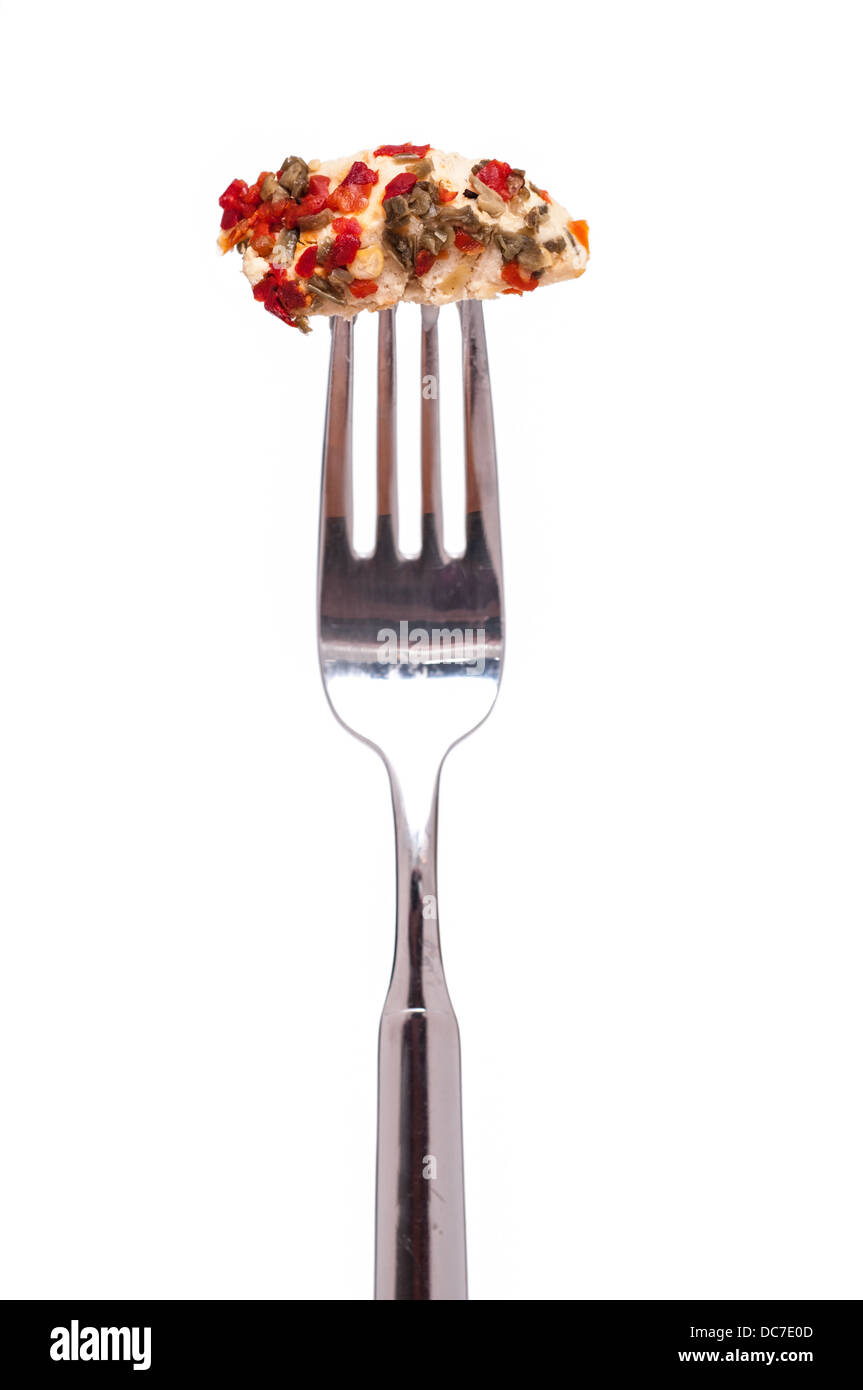 Fork with an Austrian sheep`s cheese with paprika Stock Photo - Alamy