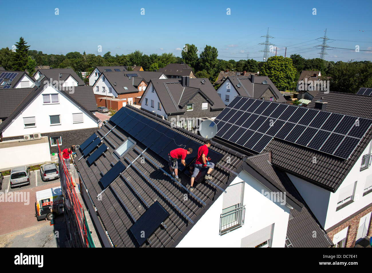 Construction of a solar energy system on a house. Installation of solar ...