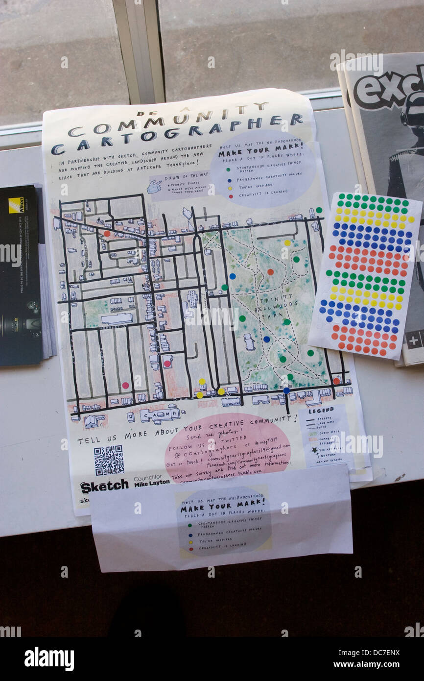 Map with coloured stickers: 'The Community Cartographer', Toronto ...