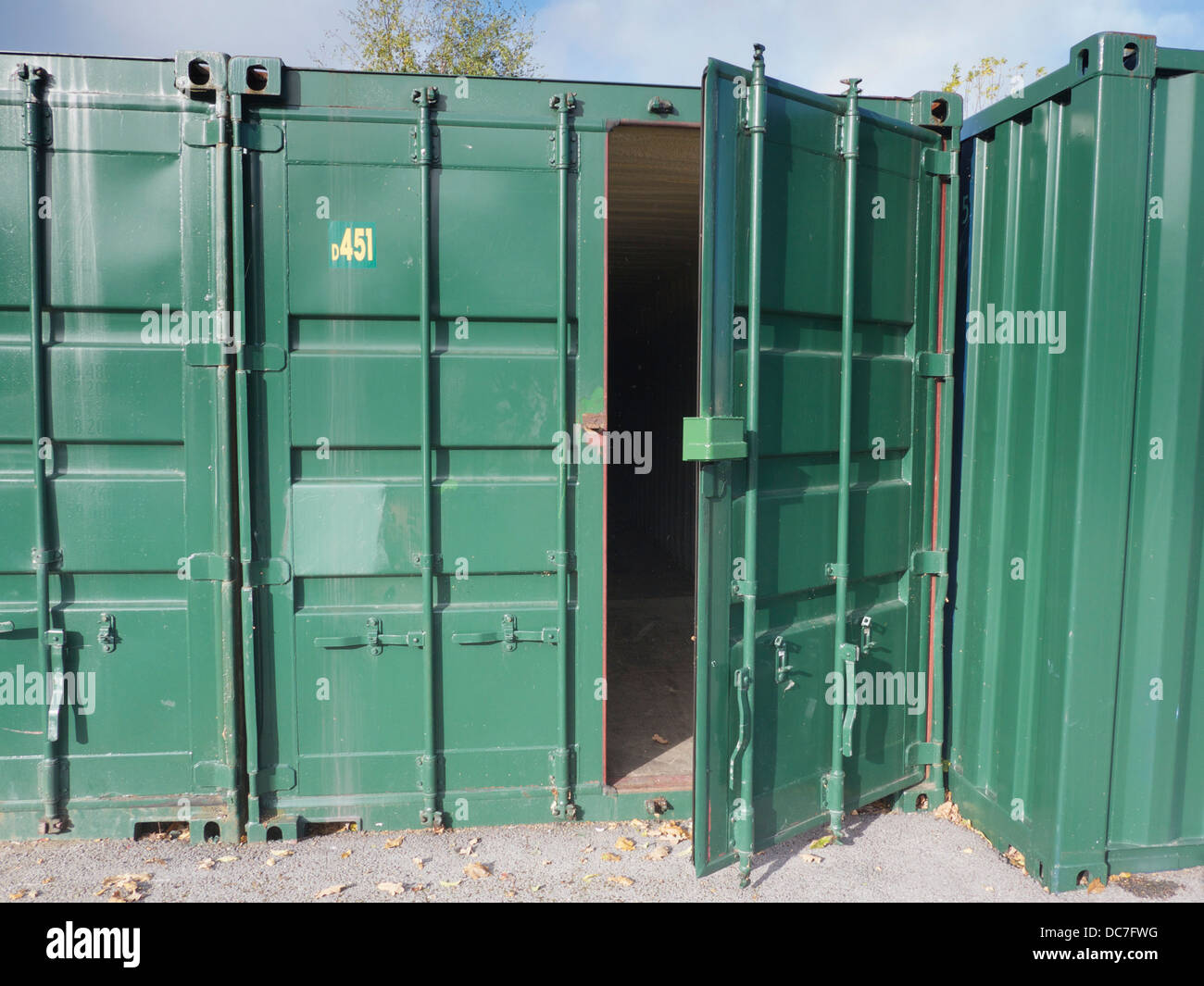 Steel Storage containers with open door Stock Photo - Alamy