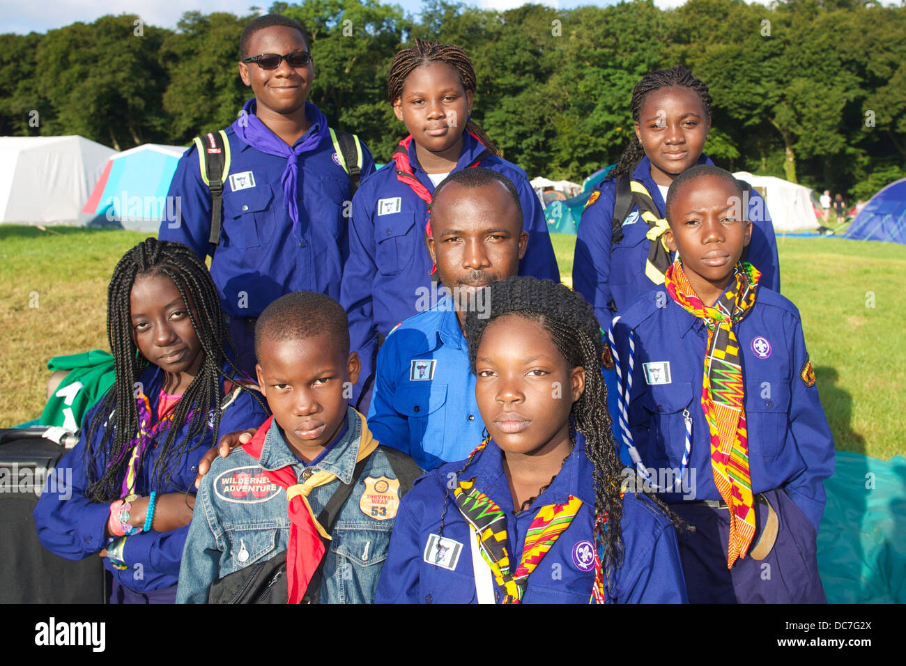 A group of scouts from Ghana, Africa, is having fun at the annual ...