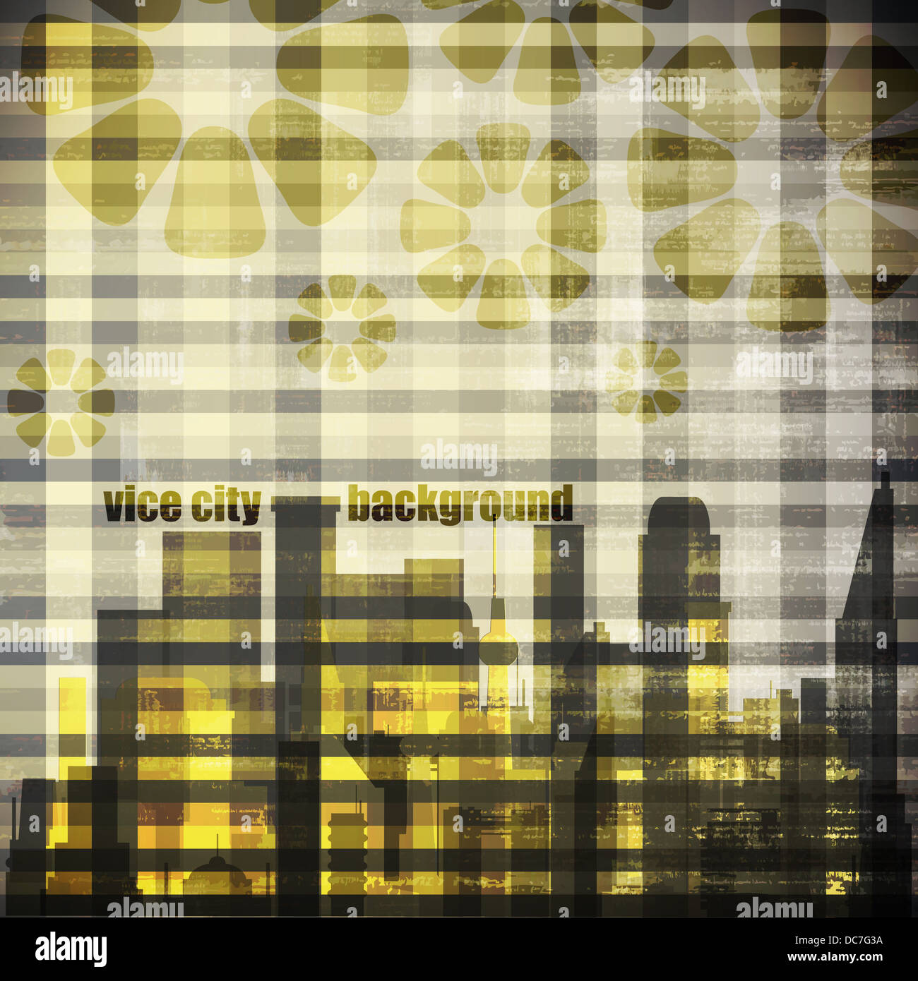 new grunge background with cityscape silhouette and flowers can use ...
