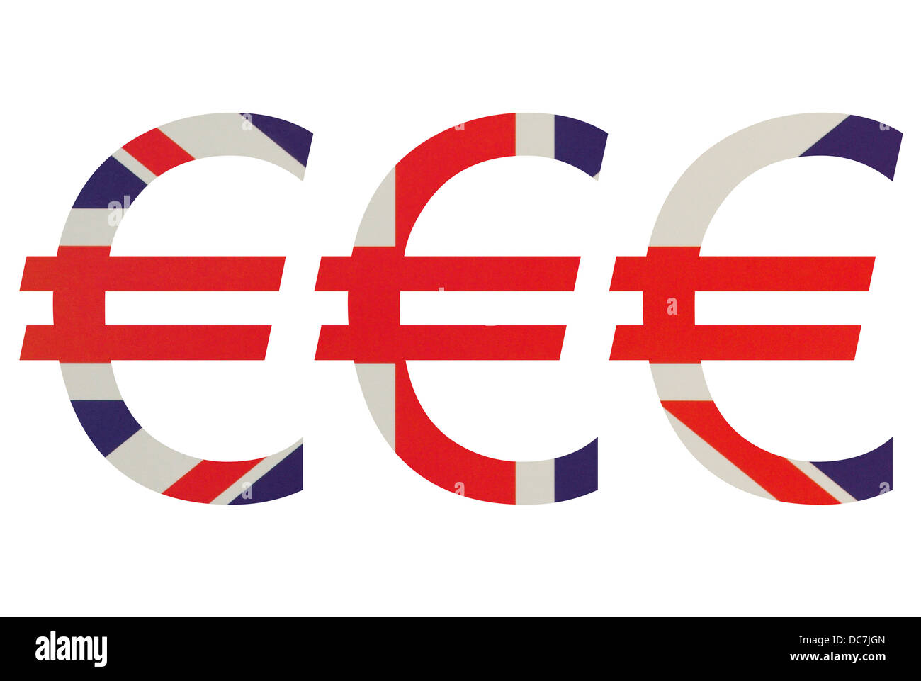 Three Euro currency signs against a Union Jack background Stock Photo ...