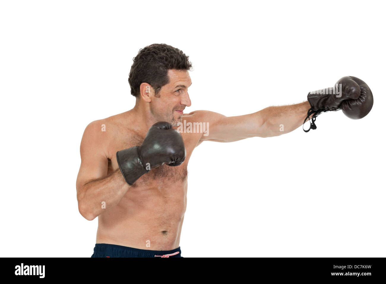 adult smiling man boxing sport gloves boxer isolated on white Stock ...