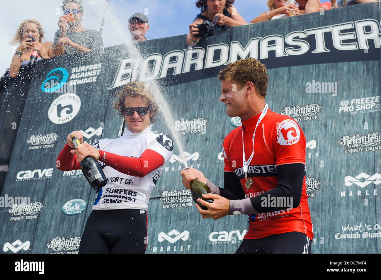 Newquay, UK. 11th Aug, 2013. Billy Stairmand of New Zealand celebrates ...
