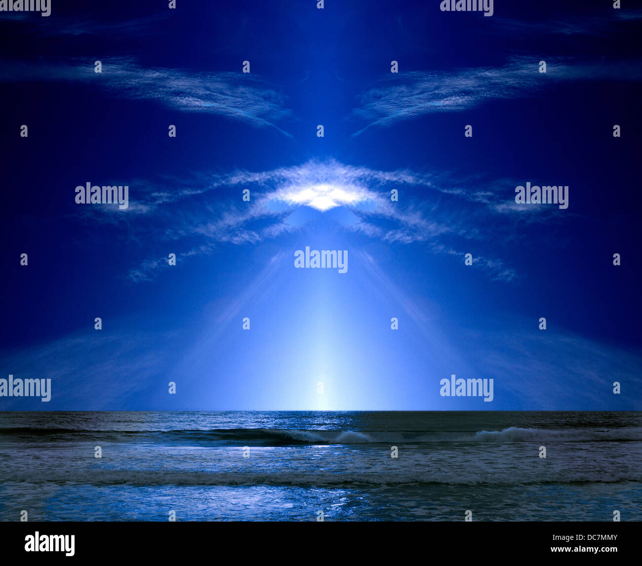 Created image, ETHEREAL blue sky and surf Stock Photo - Alamy