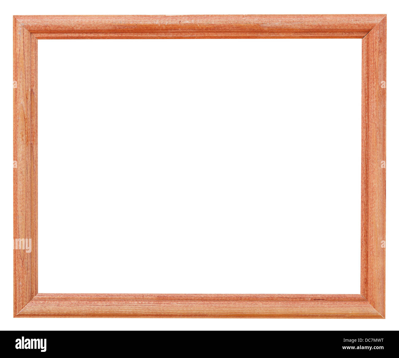 narrow brown simple picture frame with cutout canvas isolated on white ...