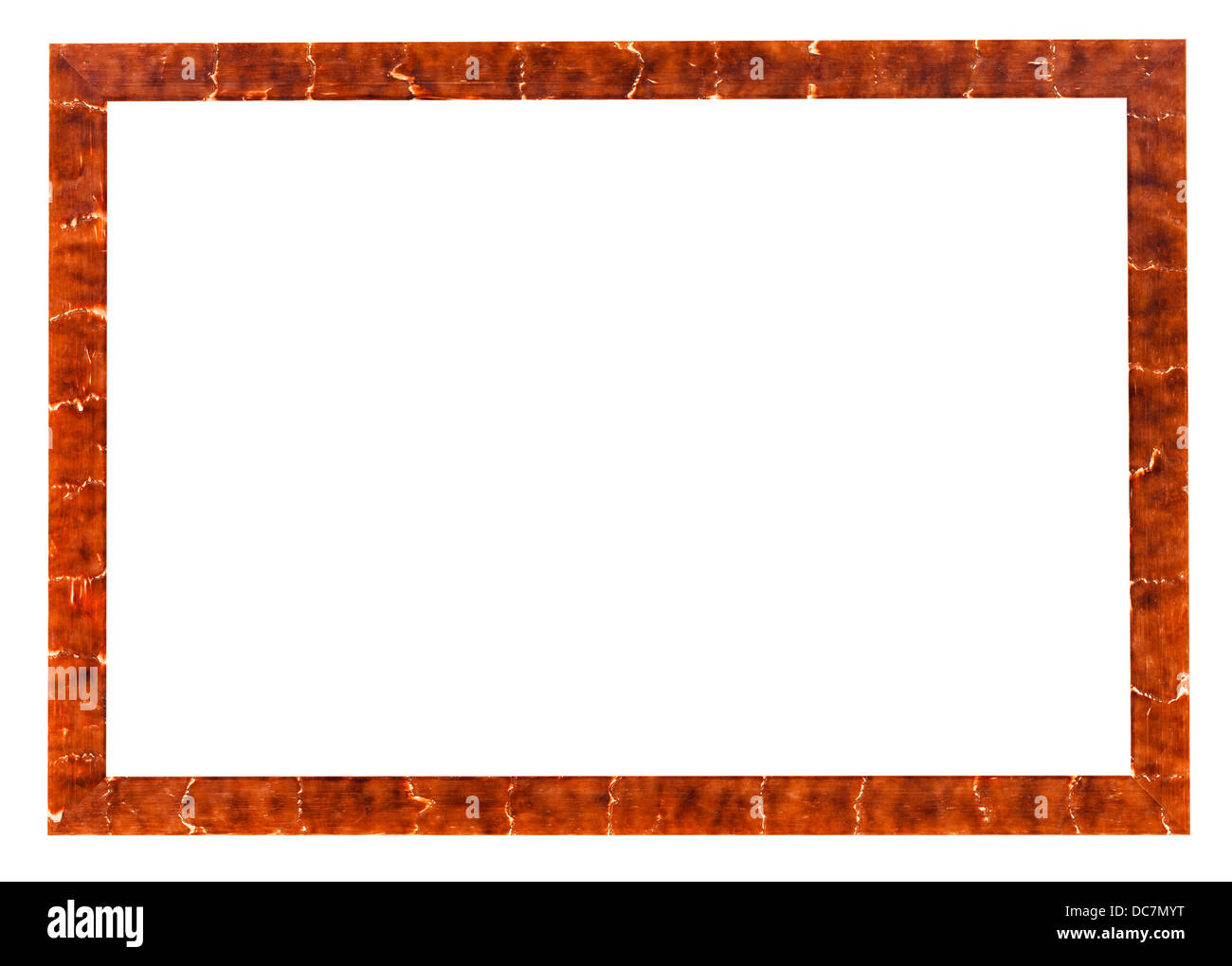 narrow red decorated flat picture frame with cutout canvas isolated on ...