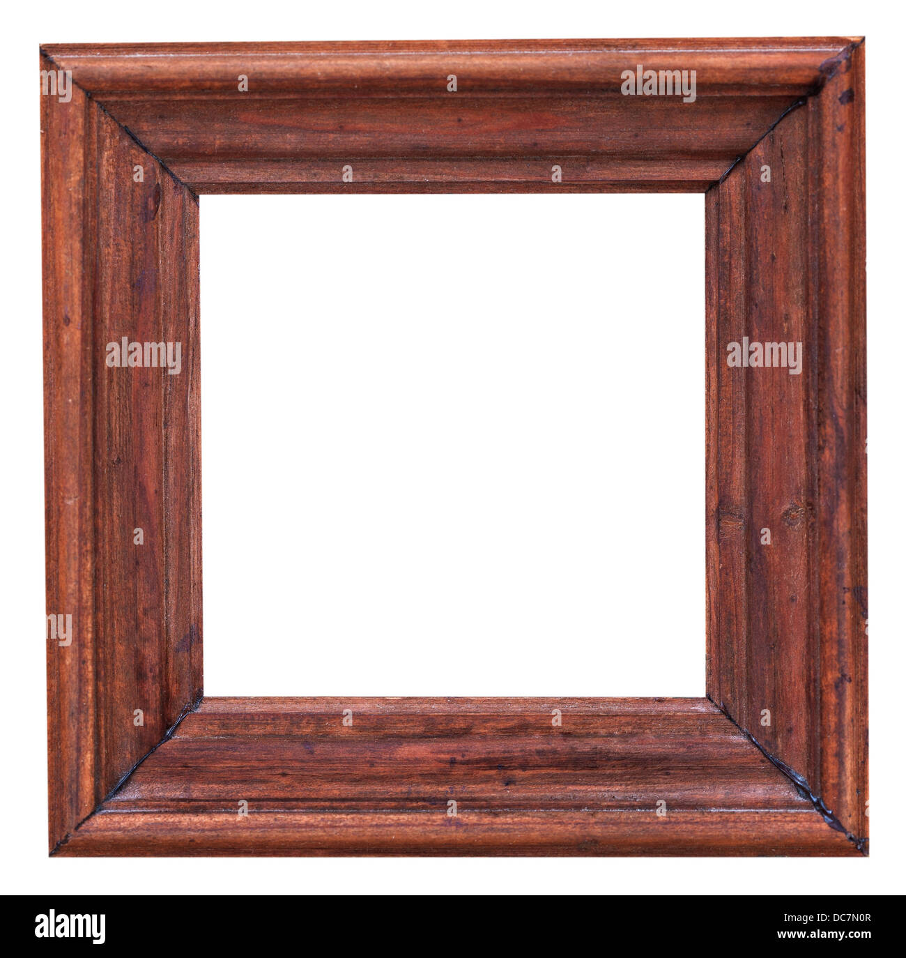 old small wide square picture frame with cutout canvas isolated on ...