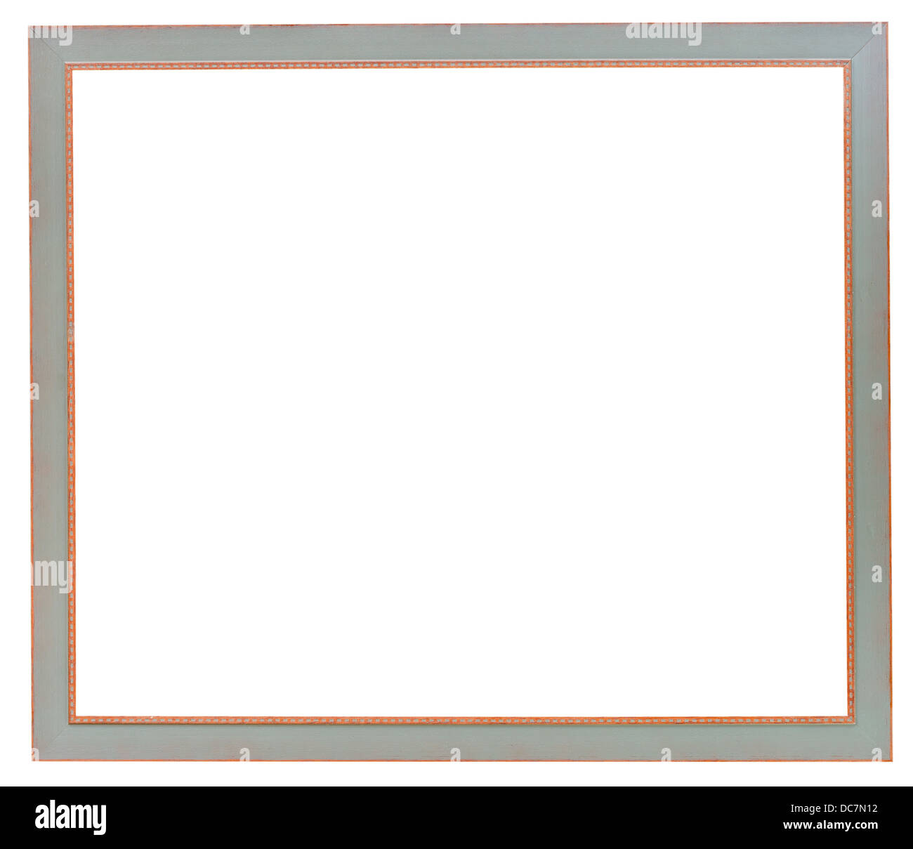 simple grey narrow flat picture frame with cutout canvas isolated on ...