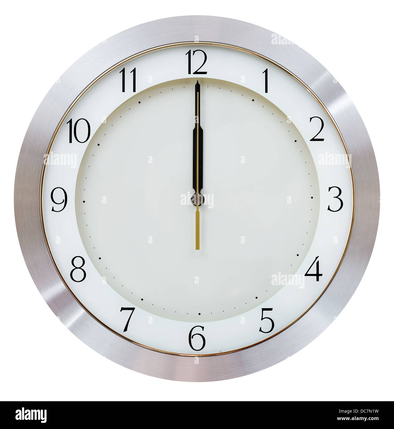 even midnight - twelve o clock on the dial round wall clock Stock Photo ...