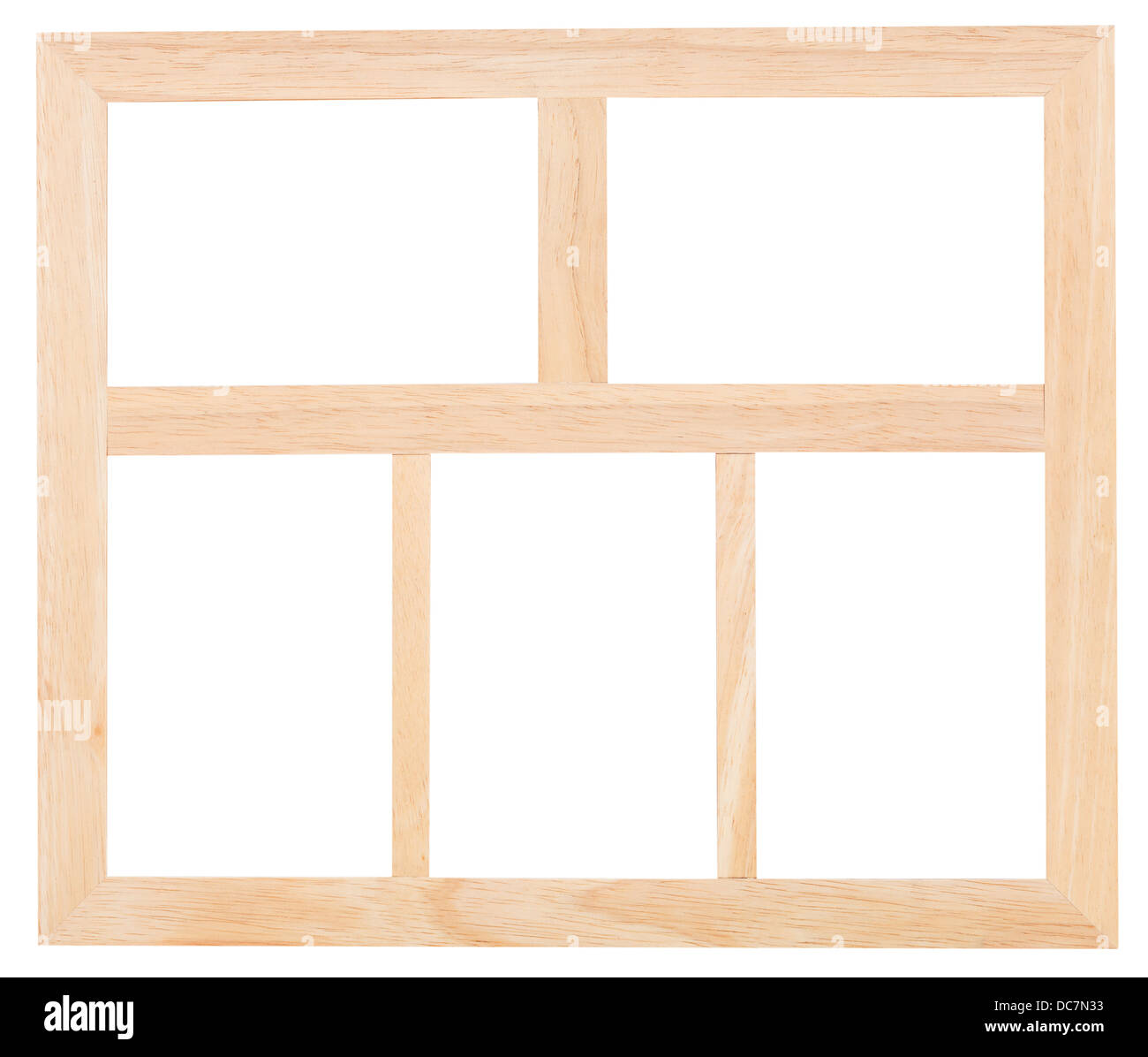 five empty space in picture frame with cutout canvas isolated on white ...