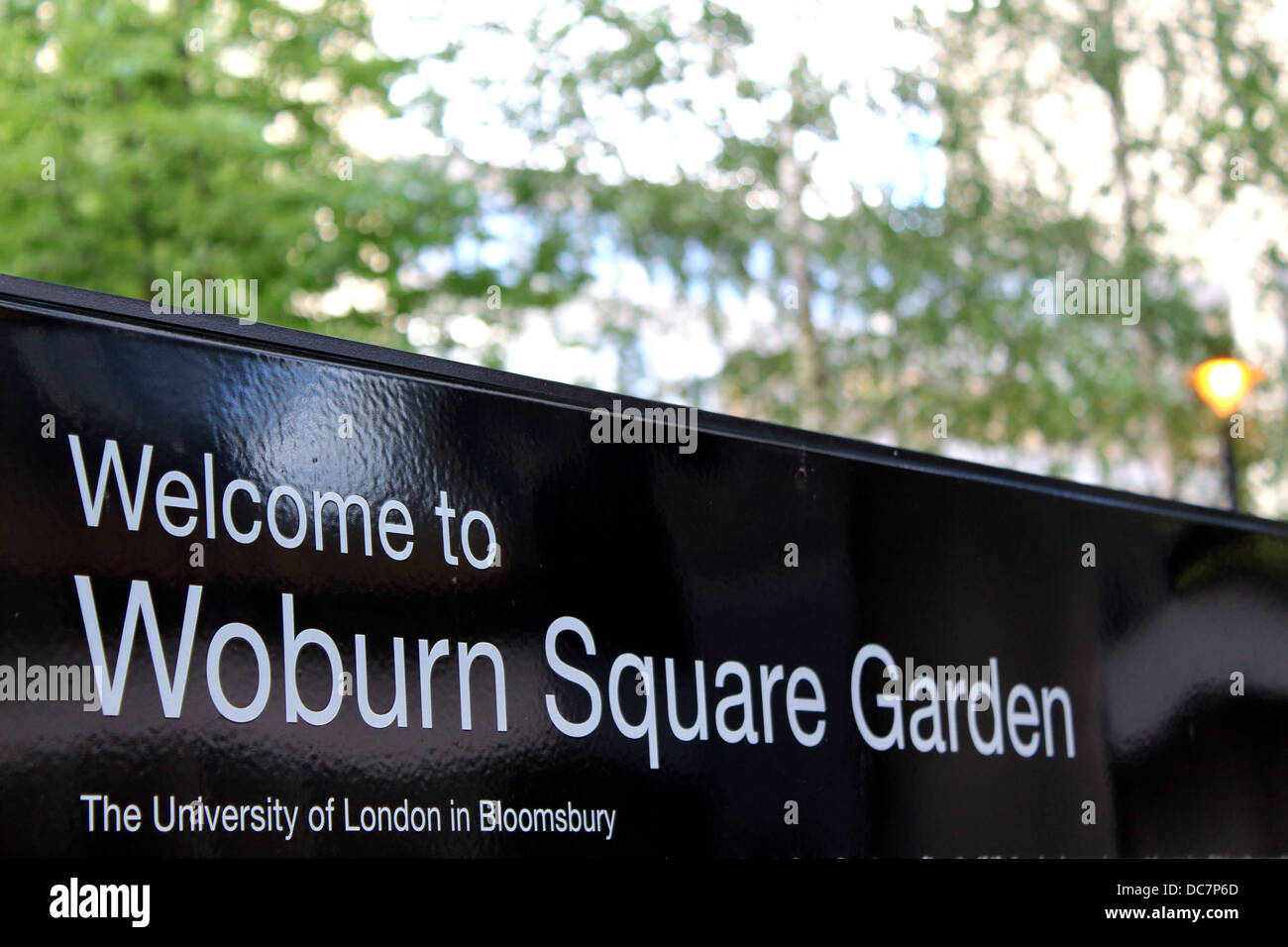 Woburn Square Garden entrance sign near the University of London Stock ...