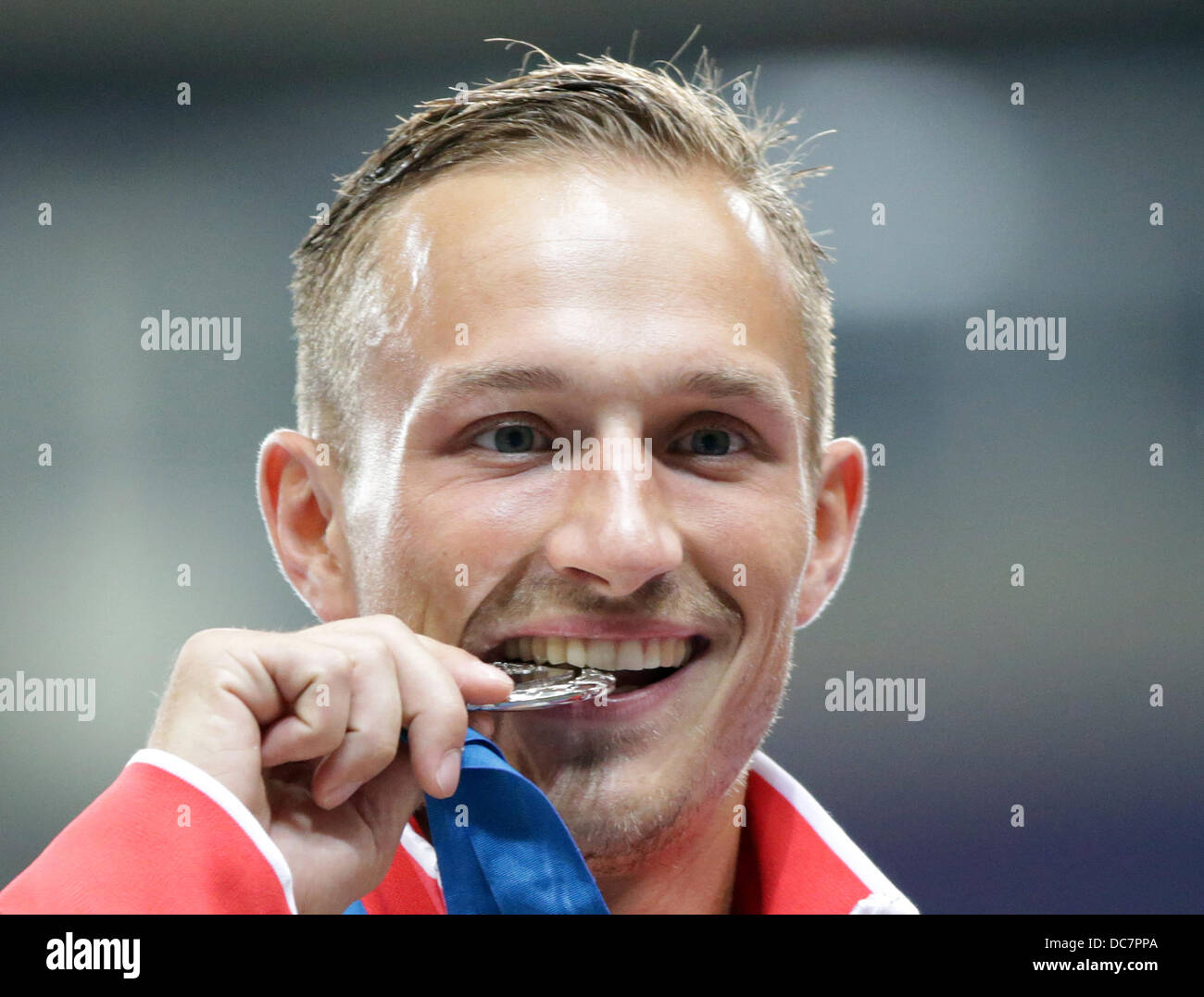 Moscow, Russia. 11th Aug, 2013. Michael Schrader of Germany poses with ...