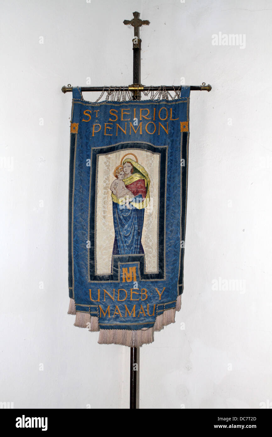 Religious banner in side Penmon church Stock Photo - Alamy