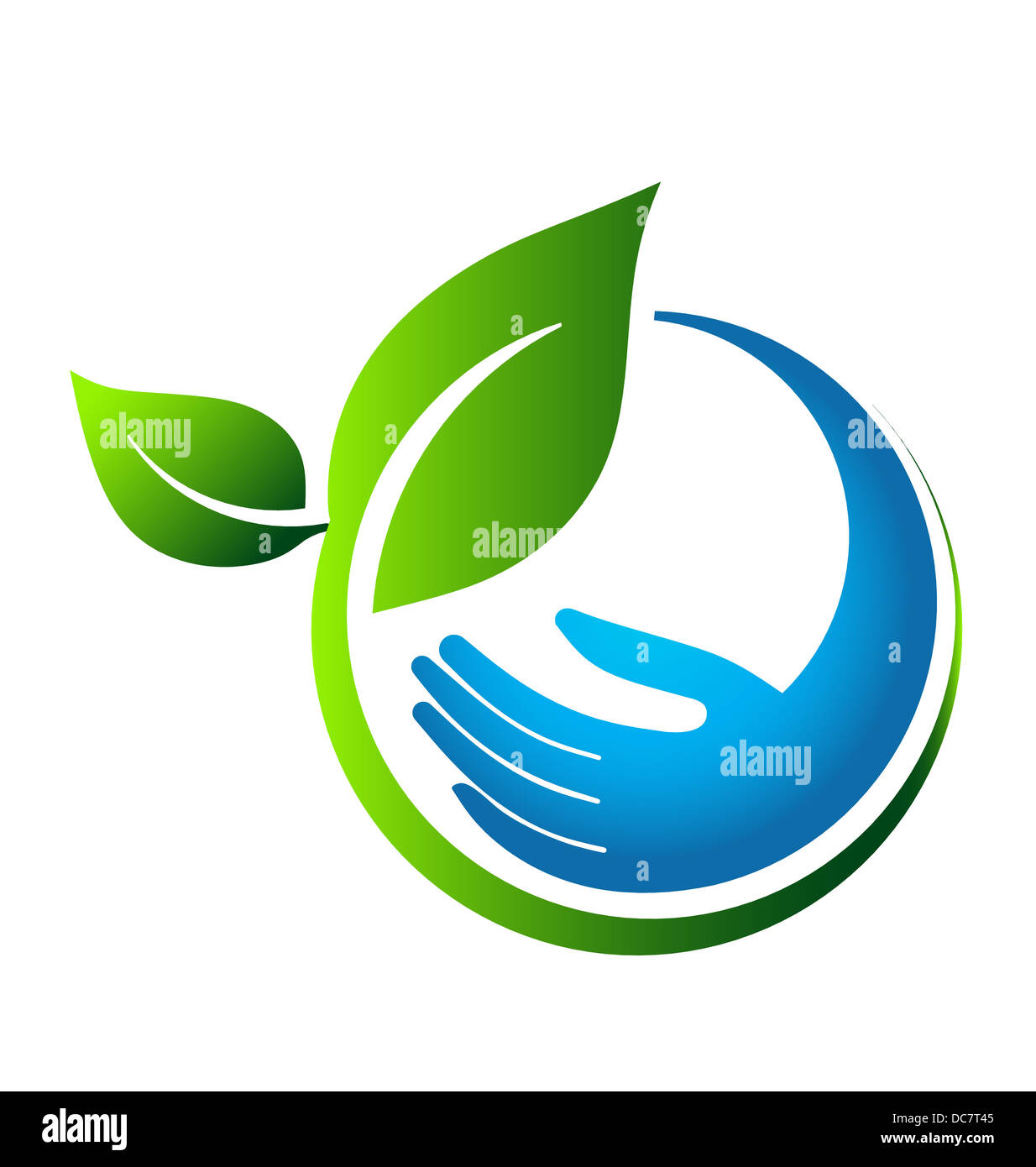 Green leaves eco hand Stock Photo - Alamy