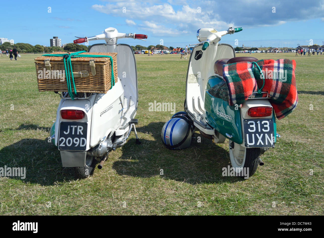 2 vespas out for a picnic Stock Photo - Alamy