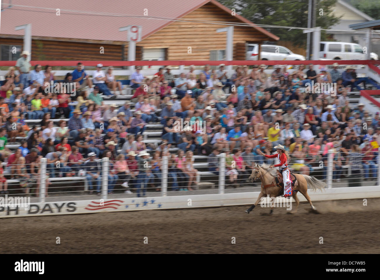 Rodeo queen performing at the Chief Joseph Days Rodeo in Joseph, Oregon ...