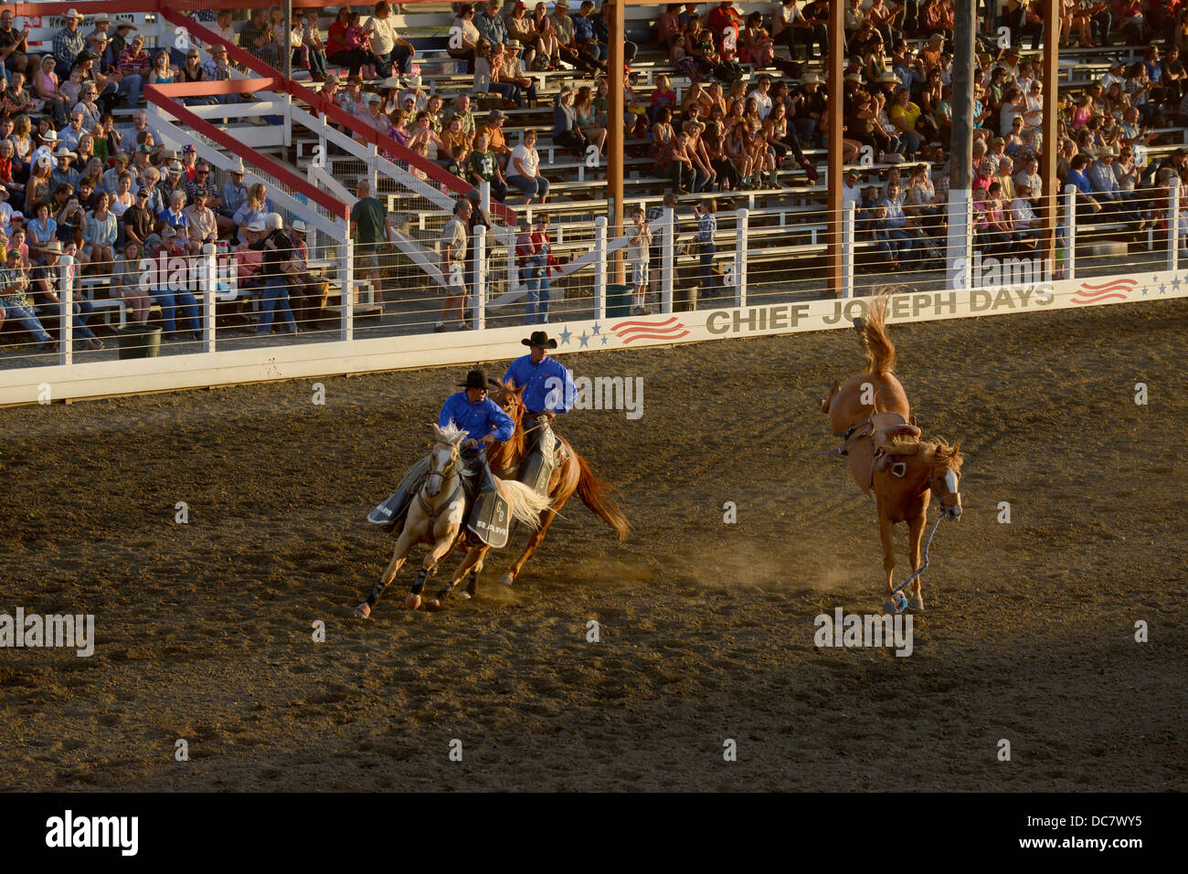 Saddle bronc event at the Chief Joseph Days Rodeo in Joseph, Oregon ...