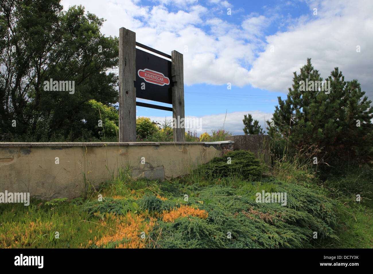 The Ravenscar station platform sign. Disused railway from the victoian ...