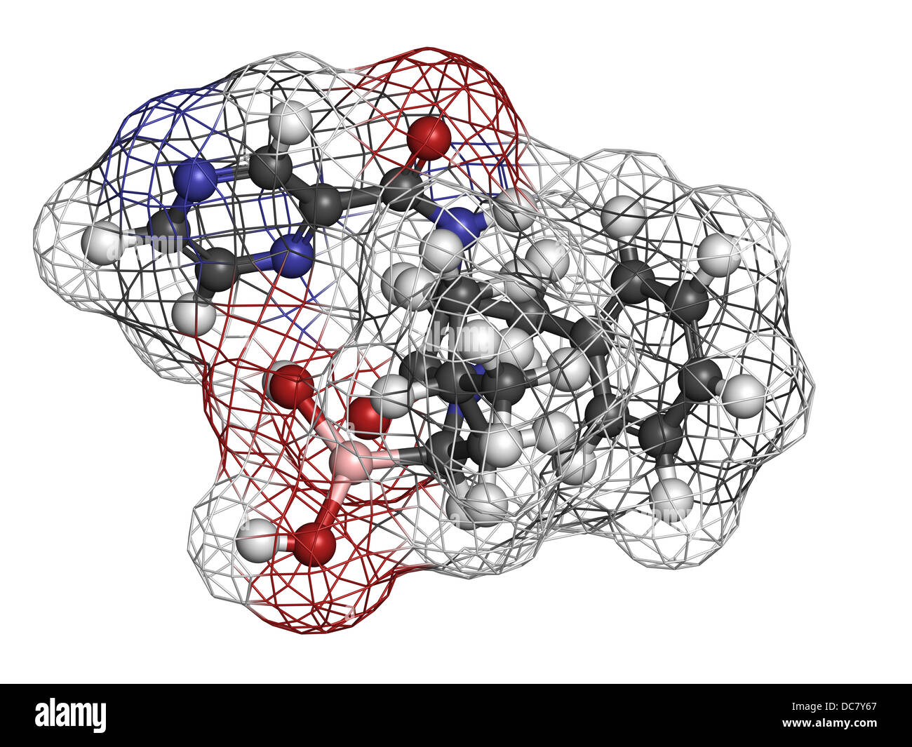 Bortezomib cancer drug (proteasome inhibitor), chemical structure ...