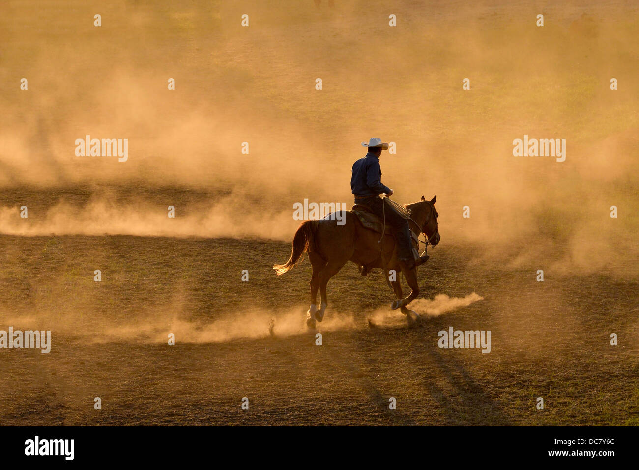 Cowboy practicing before the Chief Joseph Days Rodeo in Joseph, Oregon ...