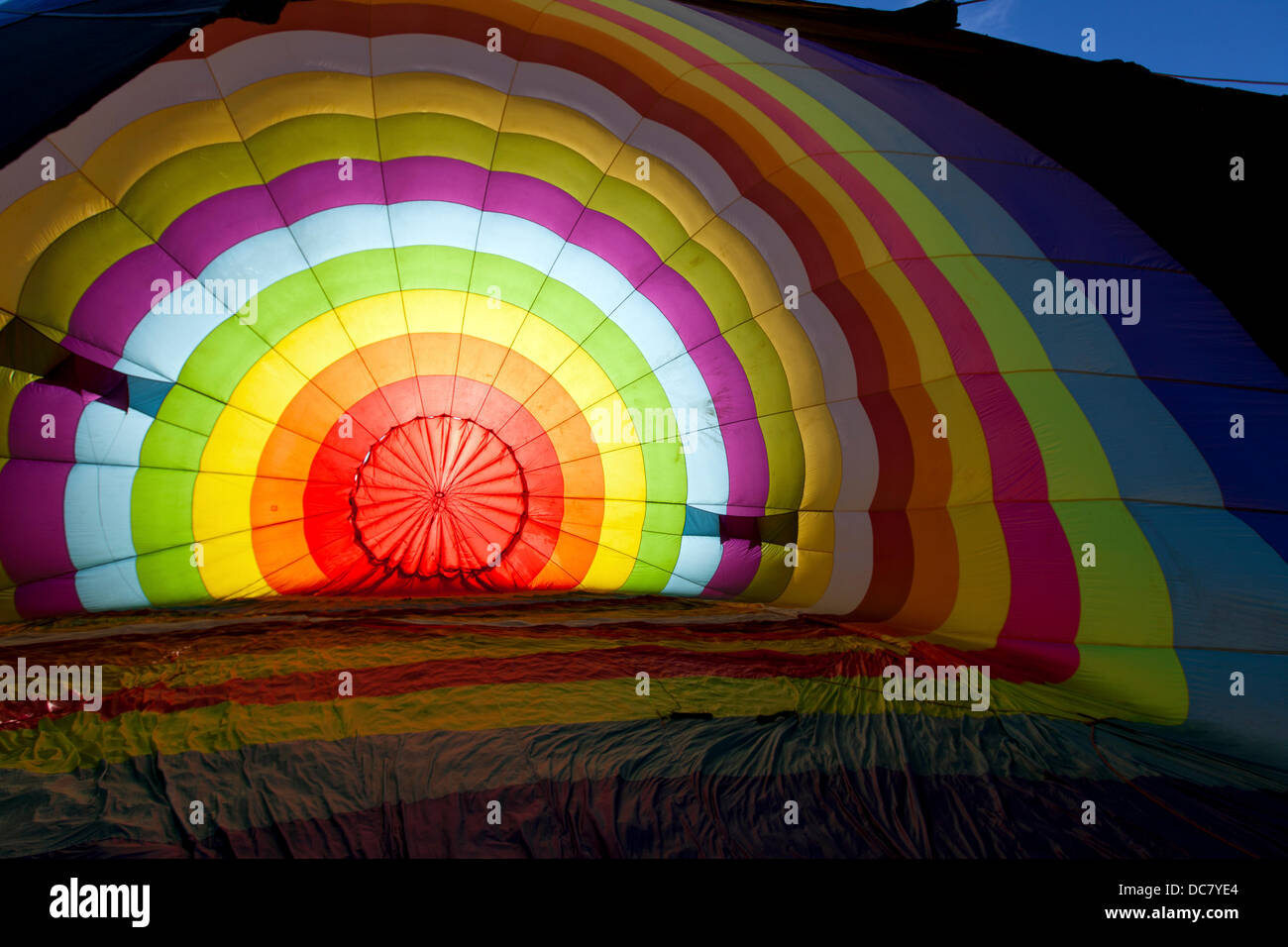 Inside a hot air balloon envelope during inflation at the 35th Bristol ...